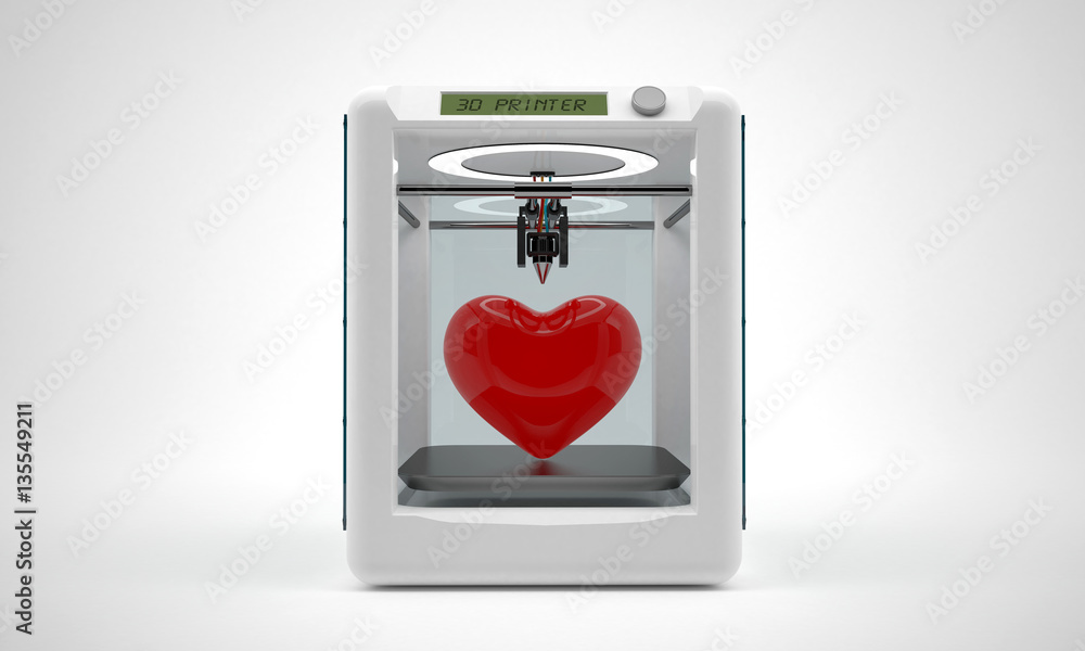A modern marvel is the new 3D printer that can make plastc hearth Stock ...