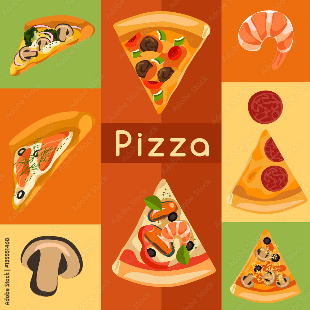 Pizza Elements : Vector Illustration Stock Vector | Adobe Stock