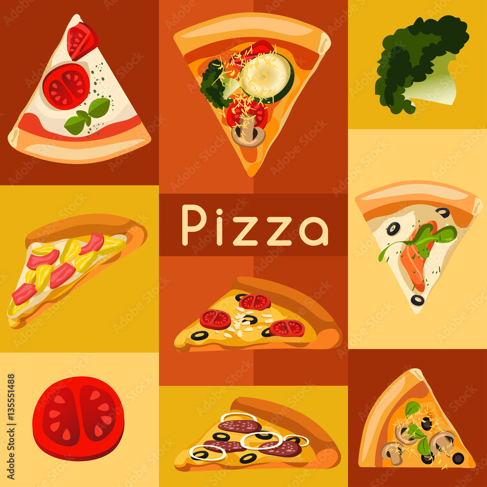 Pizza Elements : Vector Illustration Stock Vector | Adobe Stock