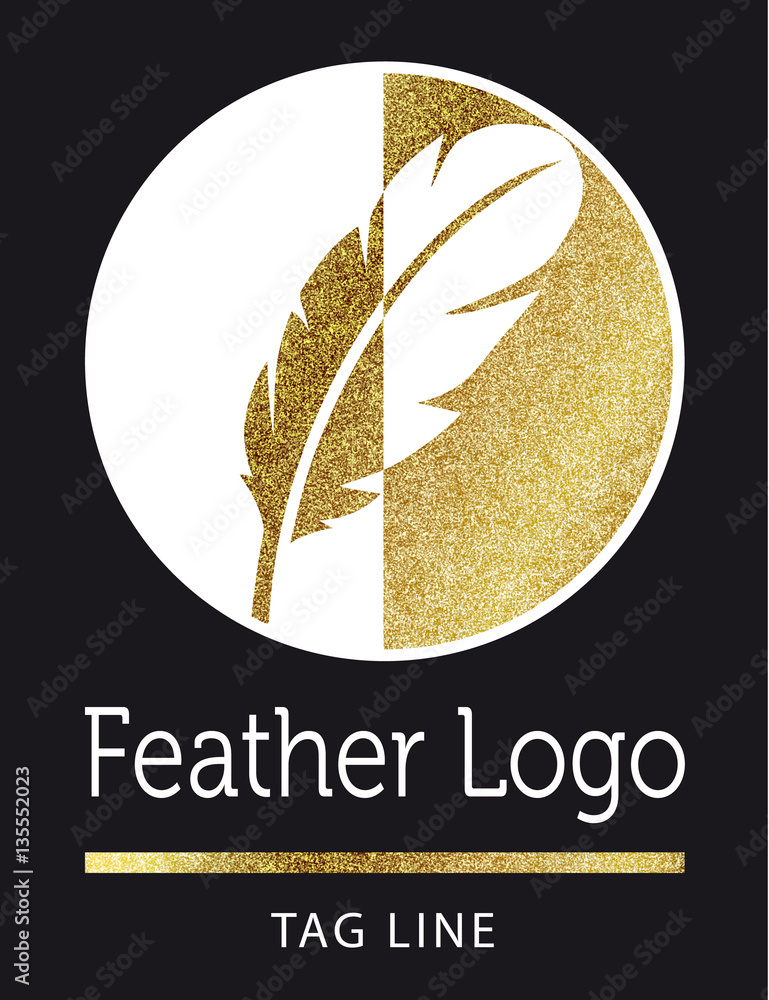 feather Logo Golden Stock Vector | Adobe Stock
