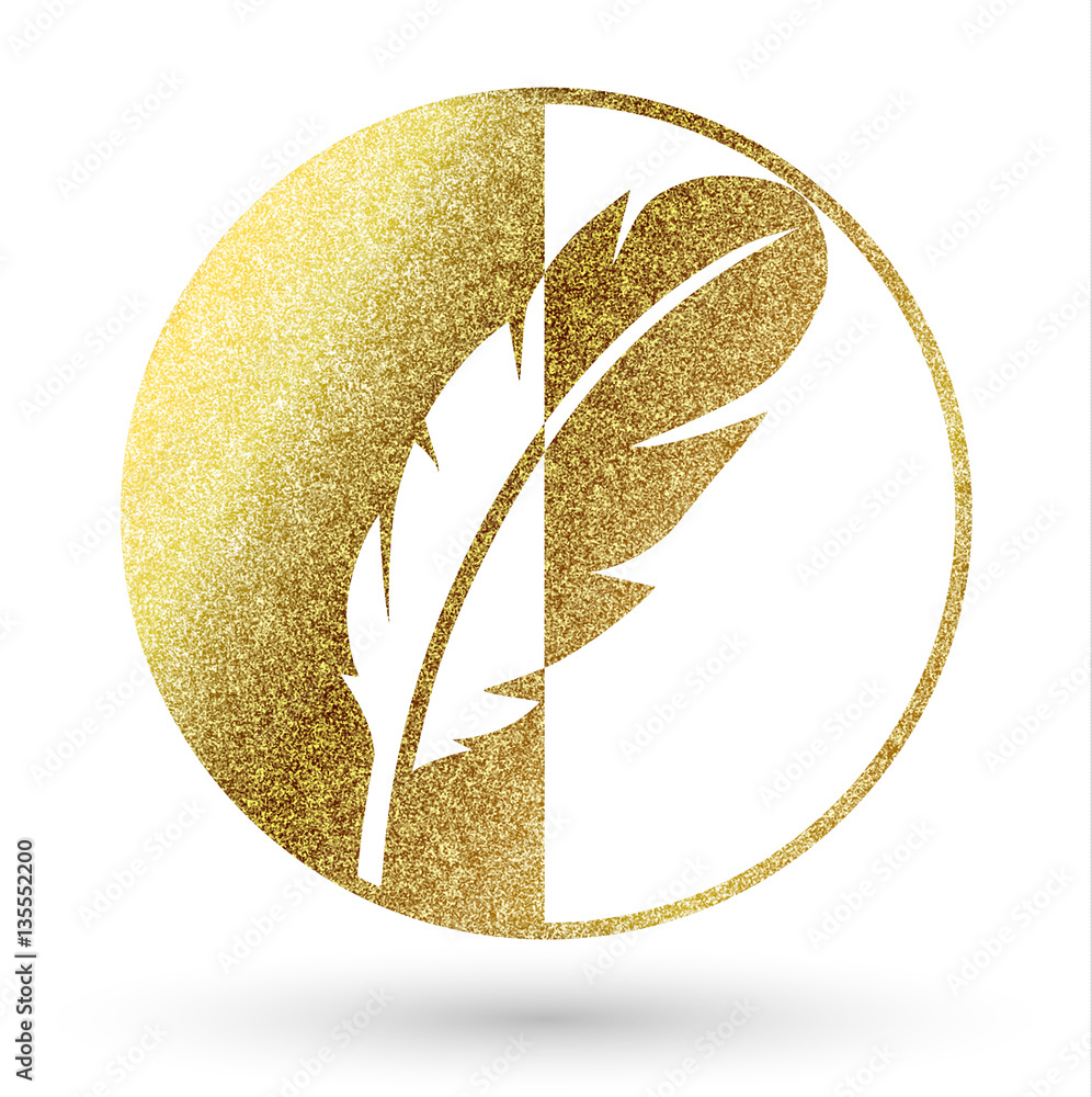 feather Logo Golden Stock Vector | Adobe Stock