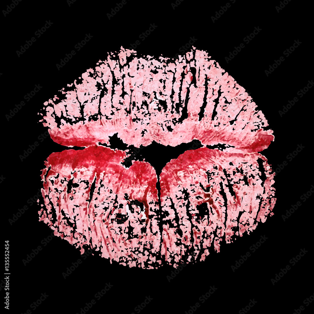Lipstick kiss on black background Stock Vector | Adobe Stock
