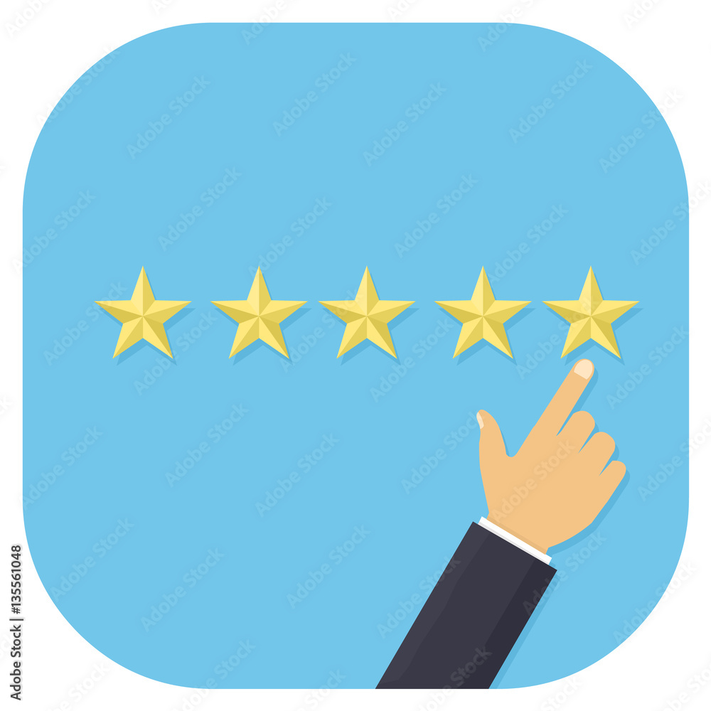 Vetor de Finger Pointing Awarding high 5 star rating. Vector ...