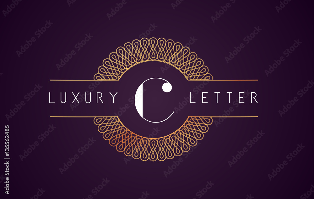 C Luxury Letter Logo. Golden Royal Design Stock Vector | Adobe Stock