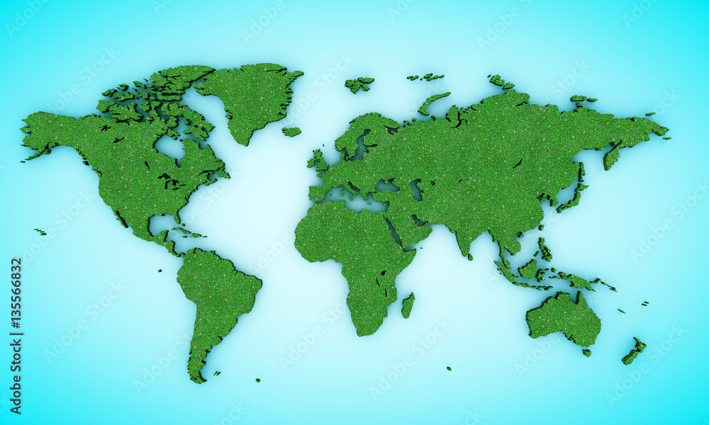 3D render blue and green world map Stock Illustration | Adobe Stock
