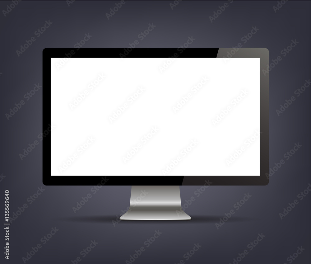 Vector computer monitor display isolated. Realistic screen illustration ...