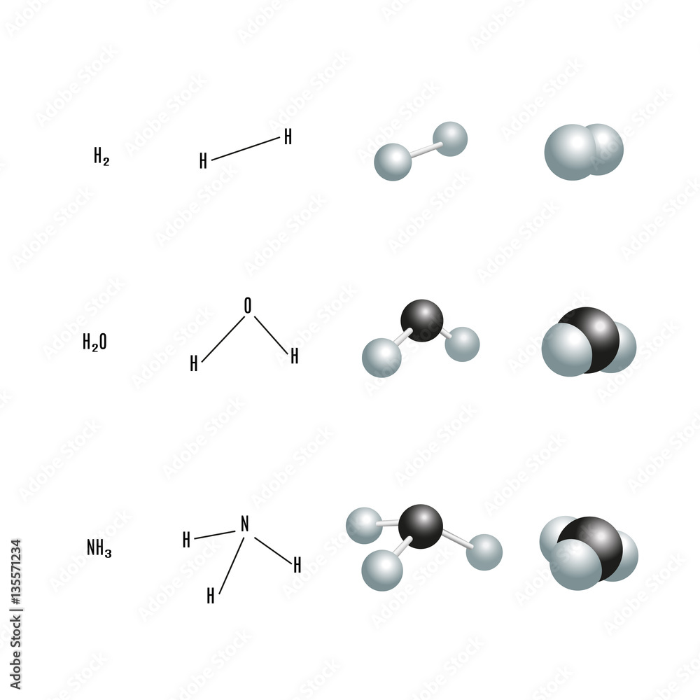 Illustration of the chemical formula consisting of molecules with ...
