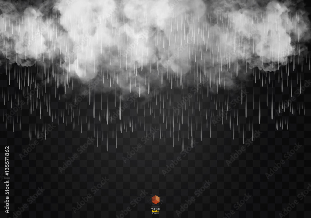 Rain and white cloud isolated on transparent background. Vector Stock ...