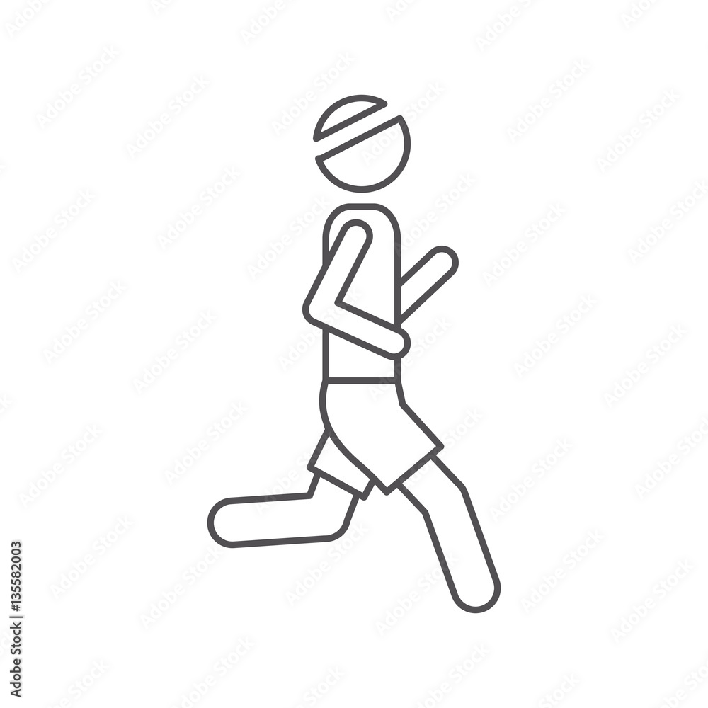 silhouette pictogram man jogging icon design vector illustration Stock ...