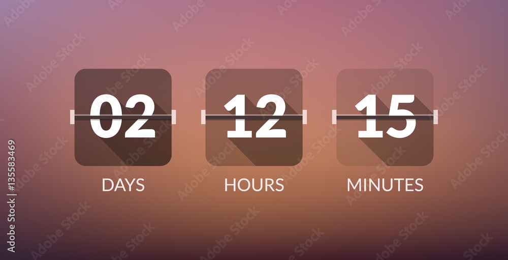 Flip Countdown timer vector clock counter. Flat count down day vector ...