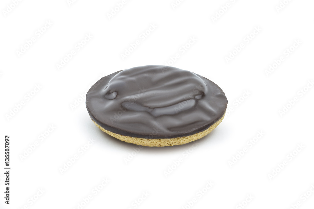 Single chocolate coated jaffa cake isolated on white background ...