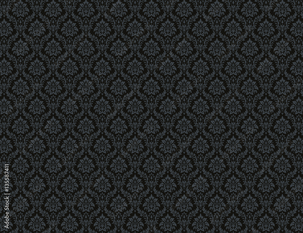 Black damask pattern background Stock-Foto | Adobe Stock