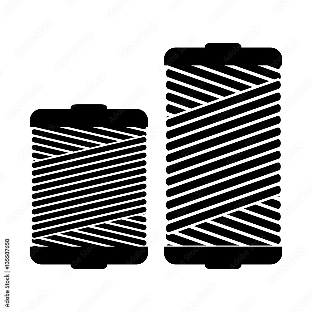 monochrome silhouette with thread spool pair vector illustration Stock ...