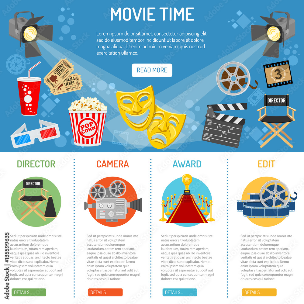 Cinema and Movie infographics Stock Vector | Adobe Stock