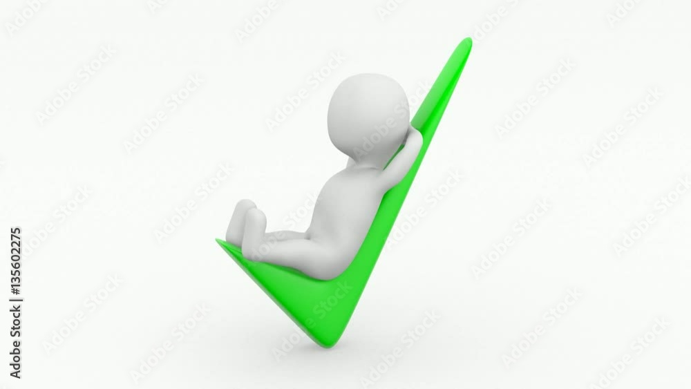 3d man with green checkmark on white, with alpha channel Stock Video ...
