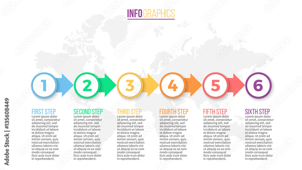Business infographics. Presentation slide, chart, diagram with 6 steps ...