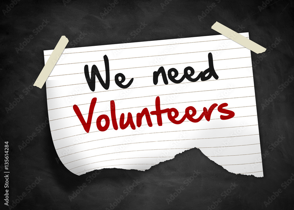 We need Volunteers - note message ilustração do Stock | Adobe Stock