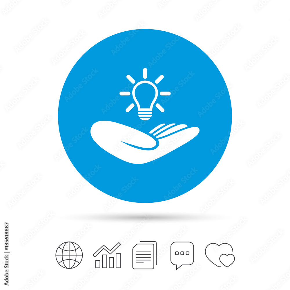 Idea insurance sign. Hand holds lamp bulb symbol. Stock Vector | Adobe ...