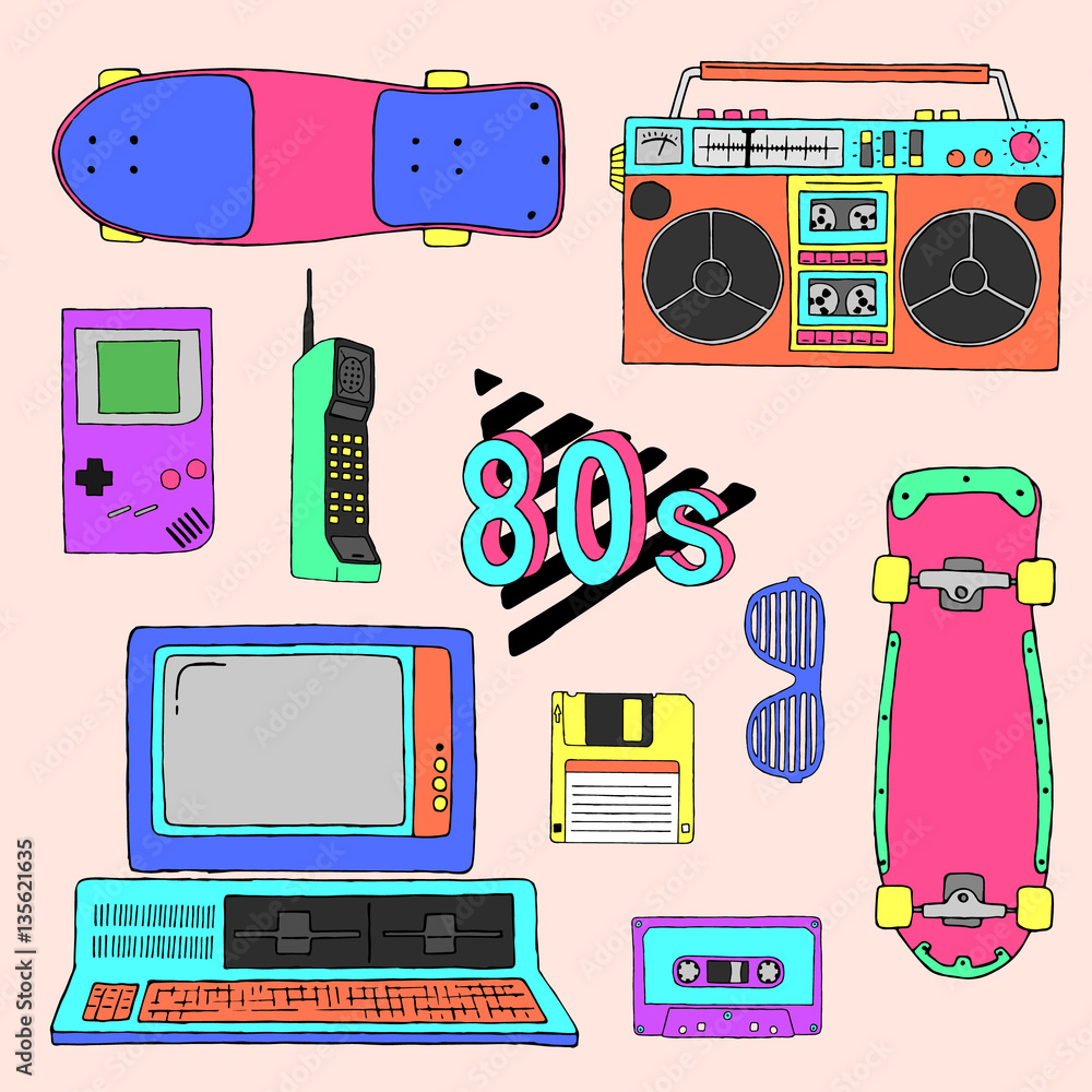 80's vector elements collection Stock Vector | Adobe Stock