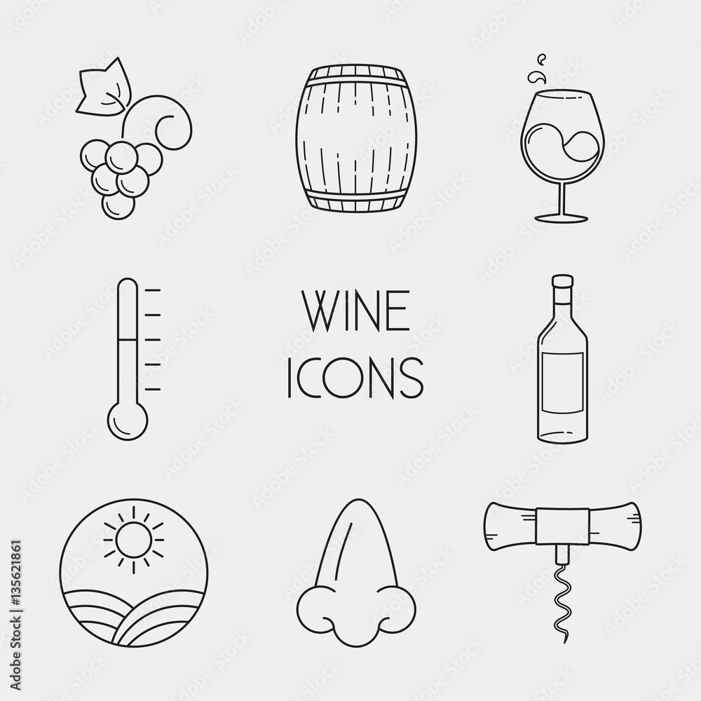 Wine Icons Set Stock Vektorgrafik Adobe Stock