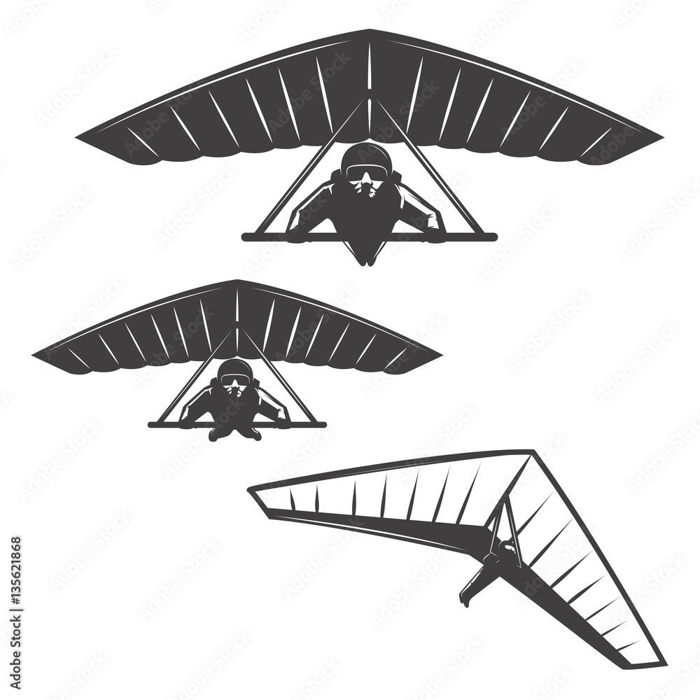 Set of deltaplan icons isolated on white background. Design elem Stock ...