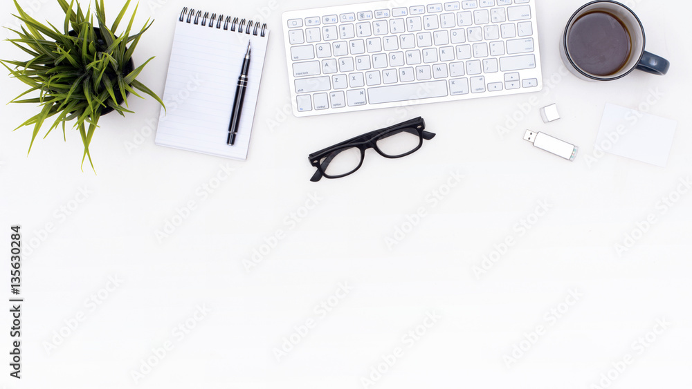 top view office desk Stock Photo | Adobe Stock