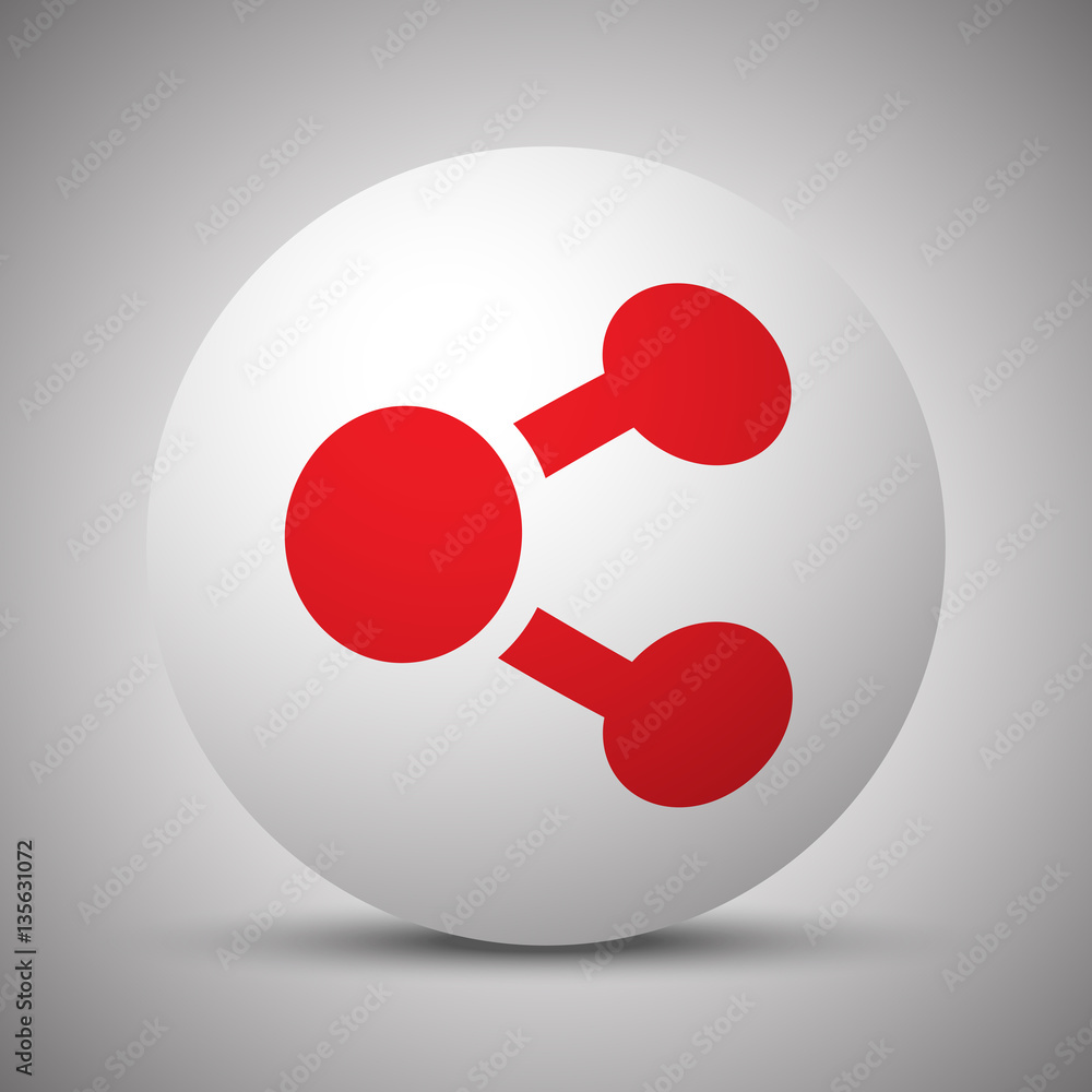 Red Share icon on white sphere Stock Vector | Adobe Stock