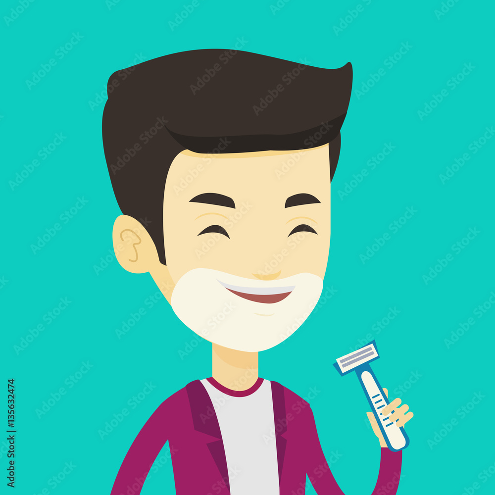 Man shaving his face vector illustration. Stock Vector | Adobe Stock