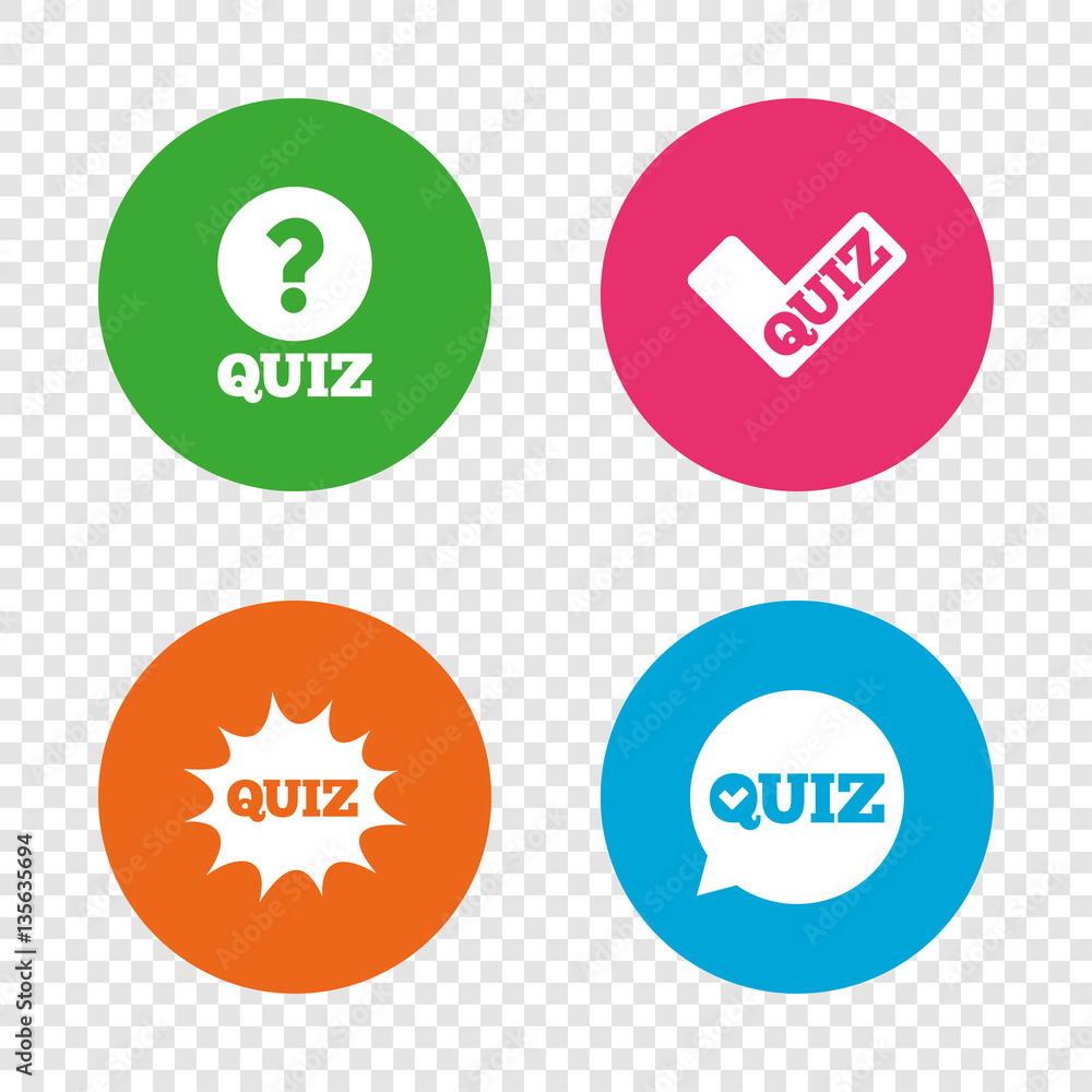 Quiz icons. Speech bubble with check mark symbol. Stock Vector | Adobe ...