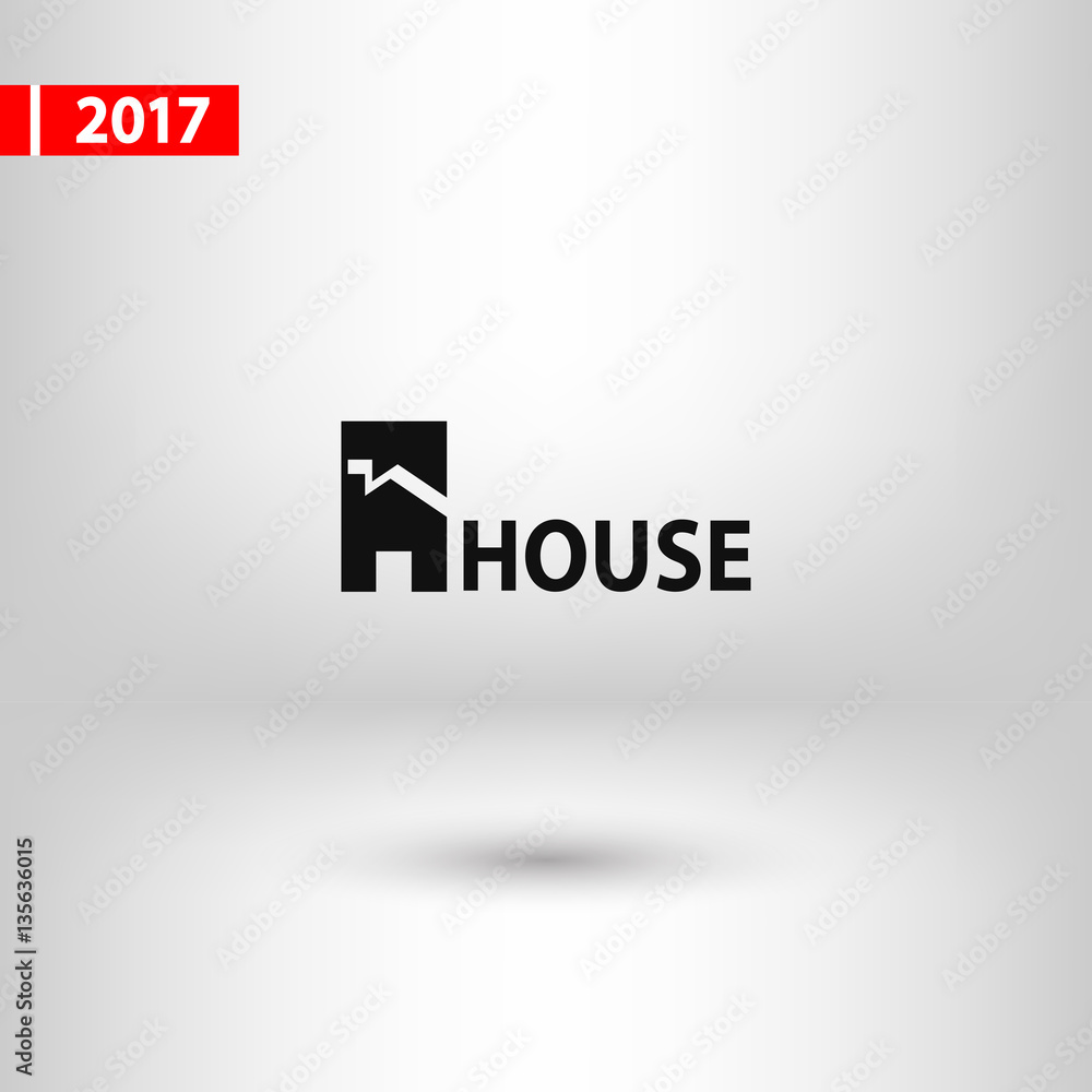 House icon. Sample text, vector illustration. Flat design style Stock ...