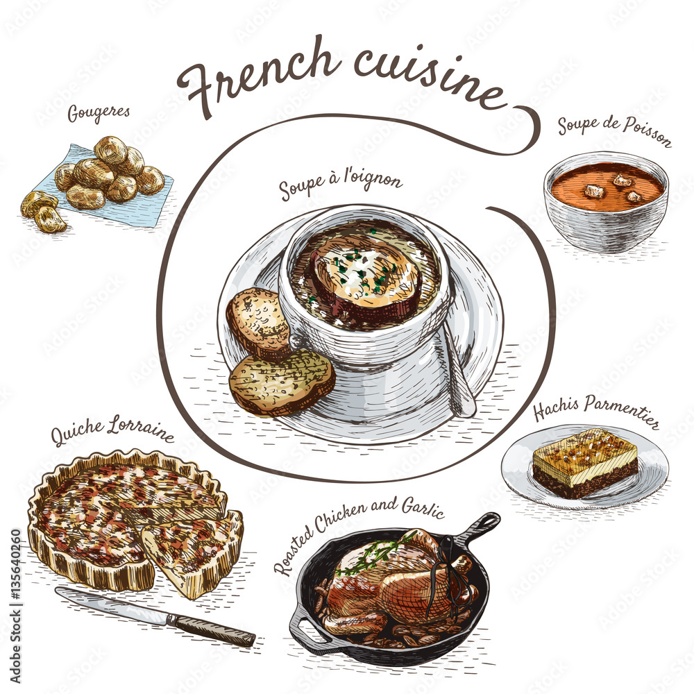 French menu colorful illustration. Stock-Vektorgrafik | Adobe Stock