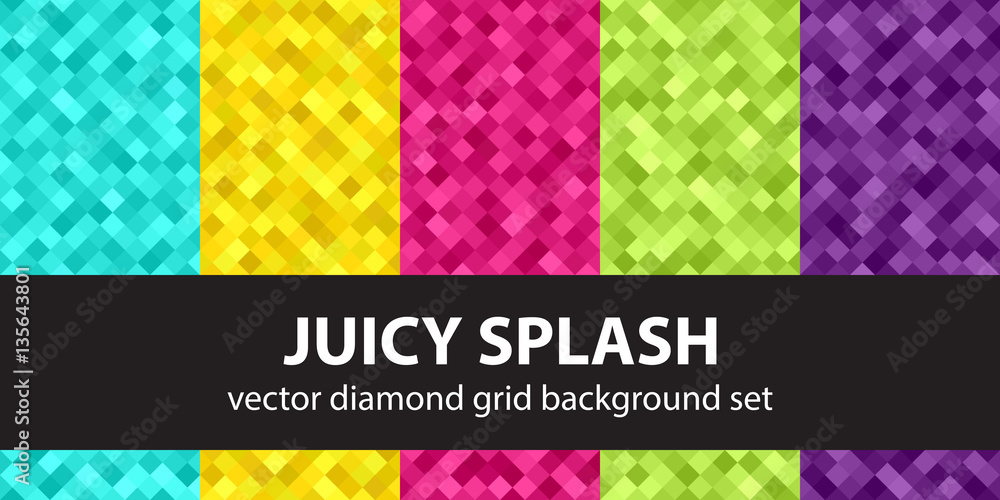 Diamond pattern set "Juicy Splash". Vector seamless backgrounds Stock ...