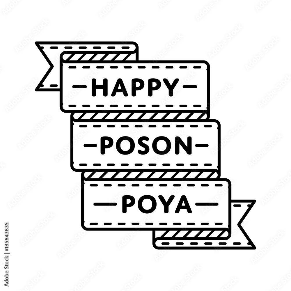 Happy Poson Poya emblem isolated vector illustration on white ...