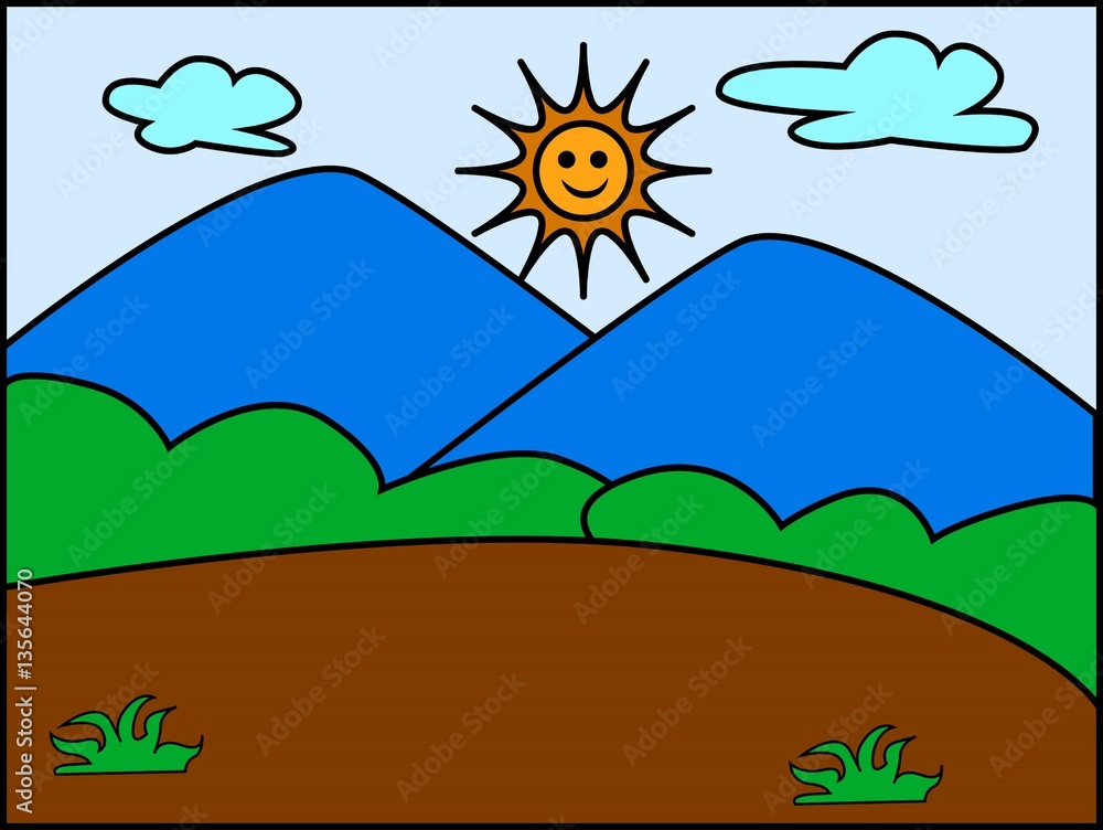 cartoon lanscape vector design Stock Vector | Adobe Stock