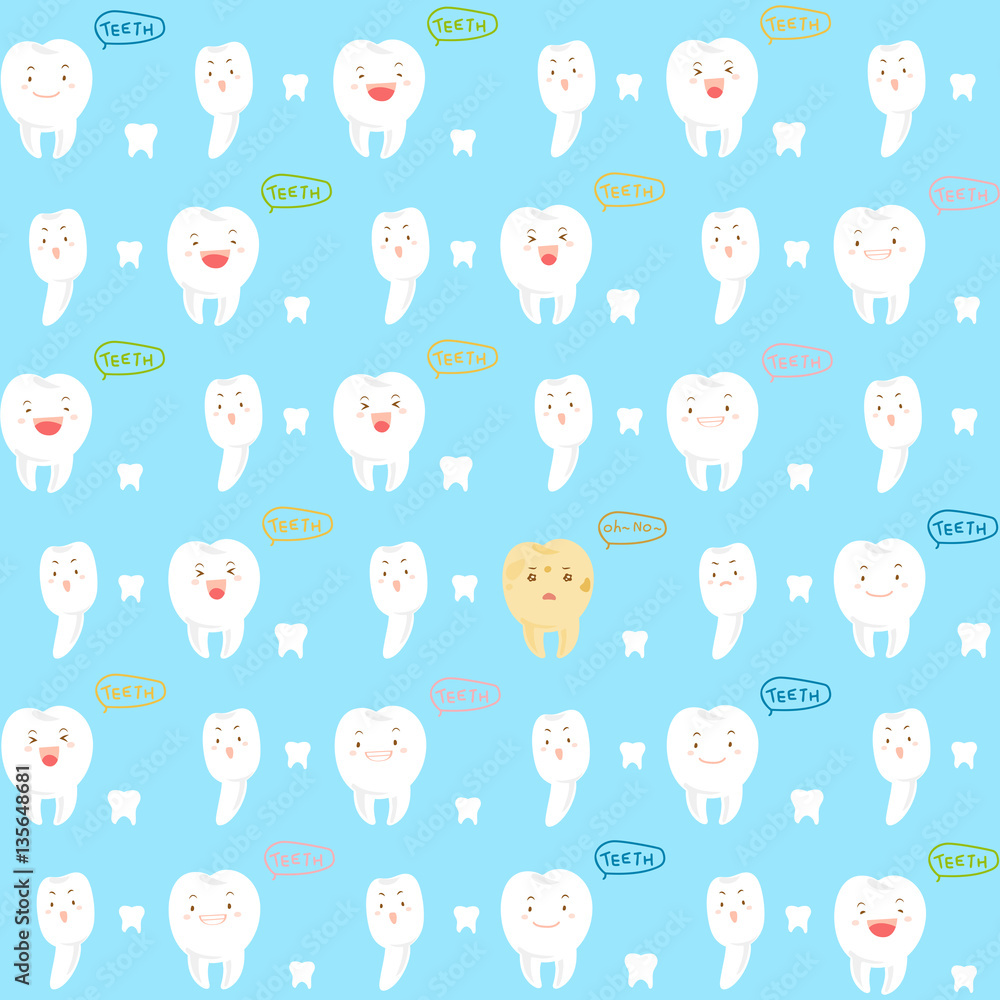 cute cartoon tooth seamless texture Stock Vector | Adobe Stock