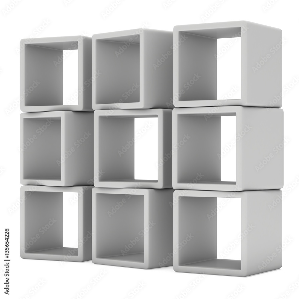 Product display boxes. 3D render isolated on white. Platform or Stand ...