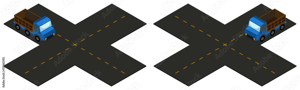 3D design for intersection with truck Stock Vector | Adobe Stock