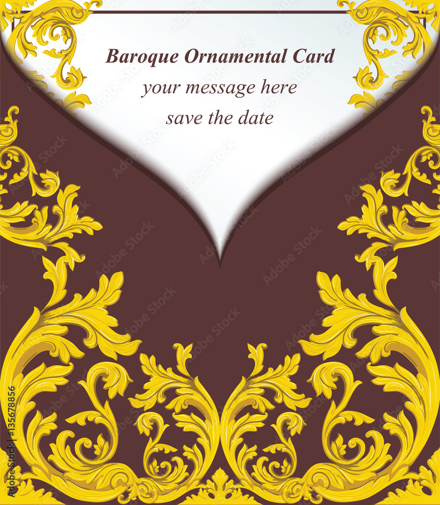 Vintage Baroque envelope Invitation card Imperial style. Vector decor ...