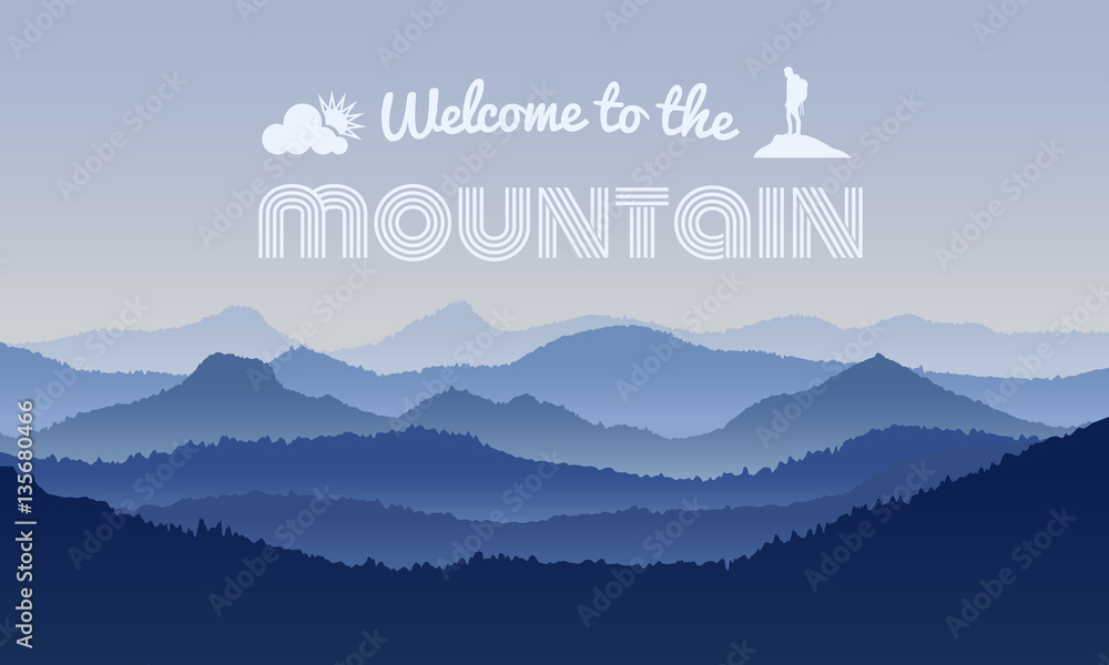 welcome to the Mountain text on mountain layer abstract background ...