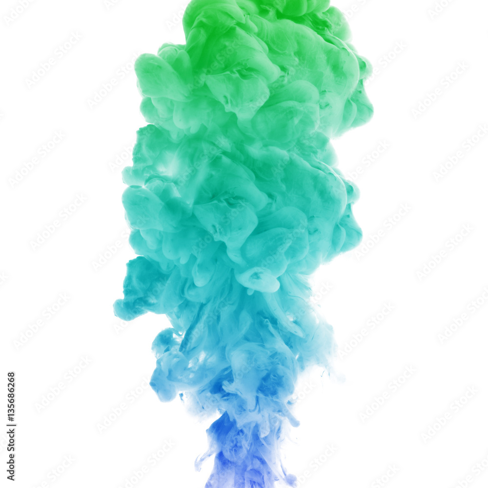Acrylic colors and ink in water. Ink swirling in water. Ink in water ...
