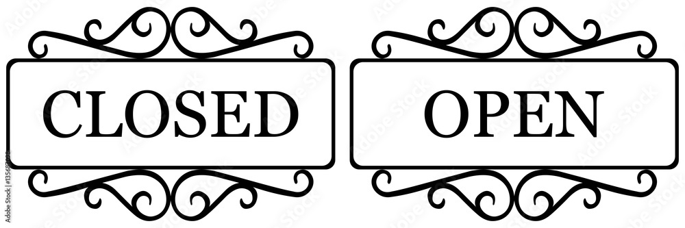 vintage sign open and closed old style Stock Vector | Adobe Stock