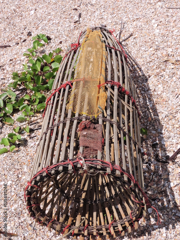 Bamboo fish trap. Stock Photo | Adobe Stock
