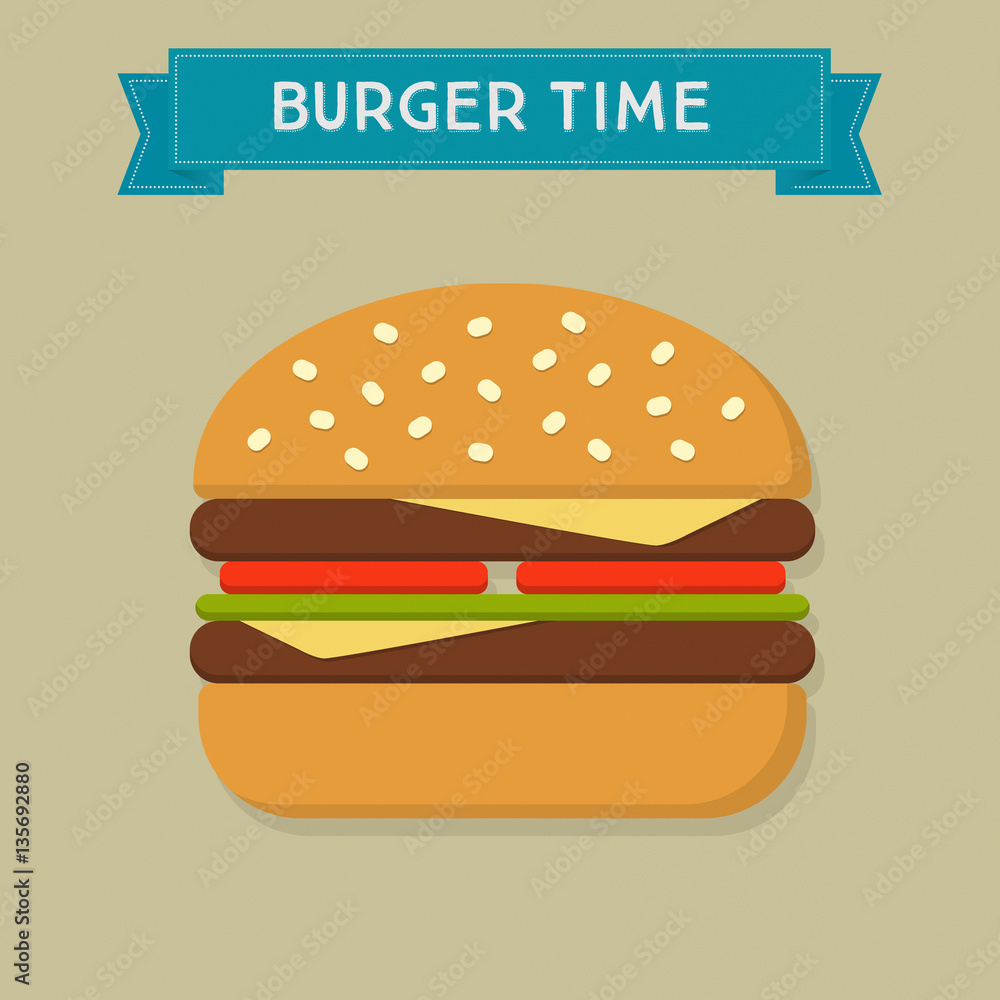 Flat Design Minimal Burger, modern vector illustration Stock Vector ...