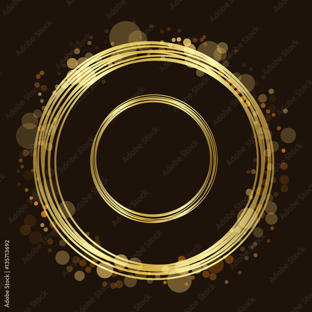 Gold circle glitter background. Golden abstract sparkle round, isolated ...