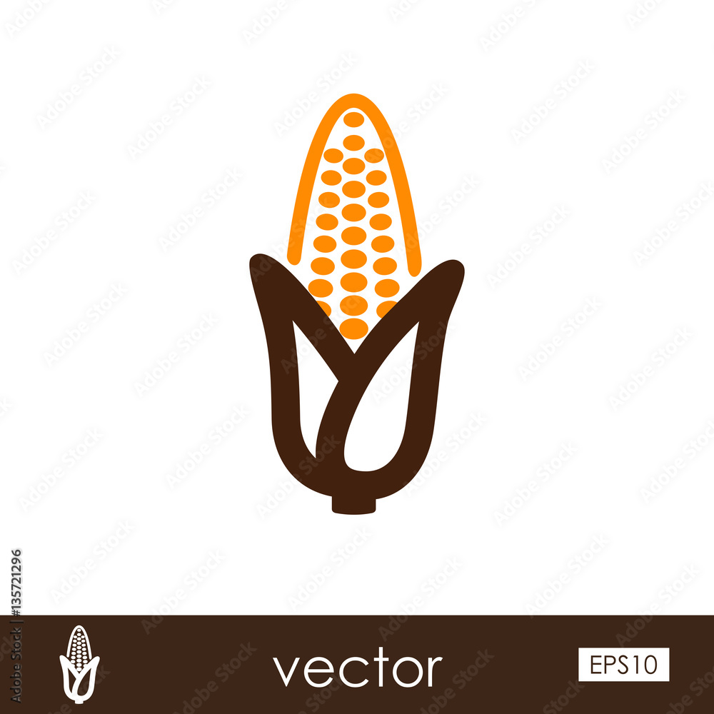 Corn outline icon. Vegetable vector Stock Vector | Adobe Stock