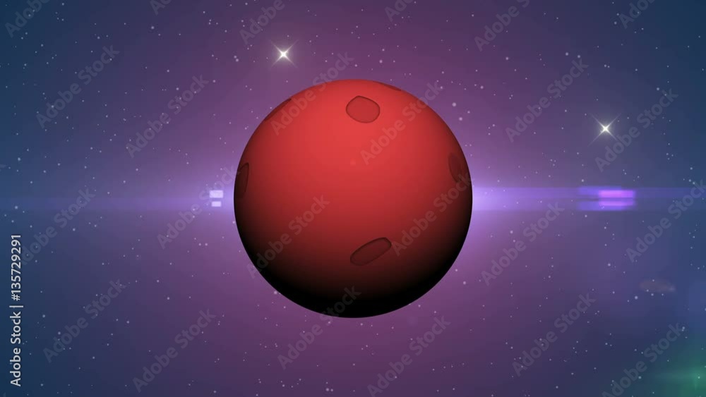 Colorful cartoon Animation Of Planet Mars rotating in space seamless ...