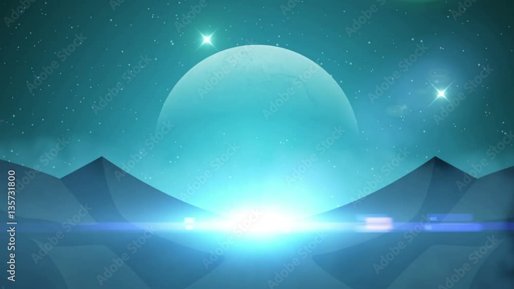 Science fiction planet seamless loop, sci-fi animated background with ...
