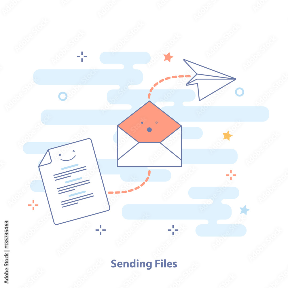 Sending Files by mail or email. The document form, envelope and paper ...