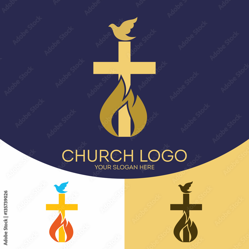 Church logo. Christian symbols. The cross of Jesus Christ, and the ...