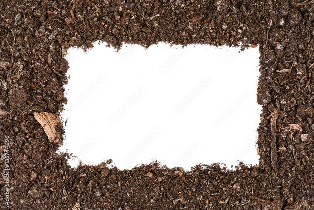 Fertile soil texture background seen from above, top view. Gardening or ...